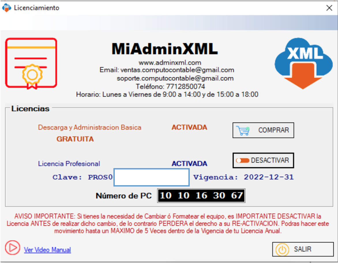Licenciamiento - MiAdminXML - ComputoContable